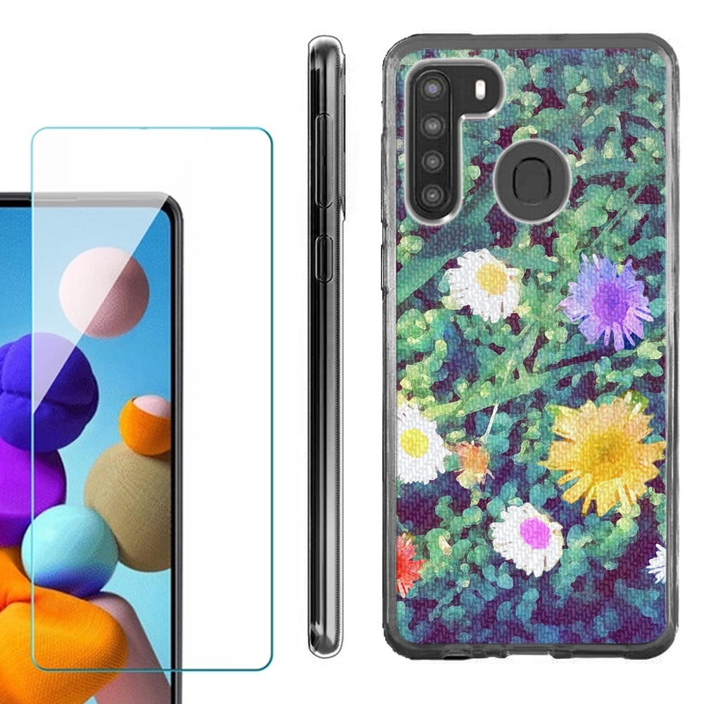 For Samsung Galaxy A21 Case, Slim-Fit Gel TPU Phone Case (Black Border ...