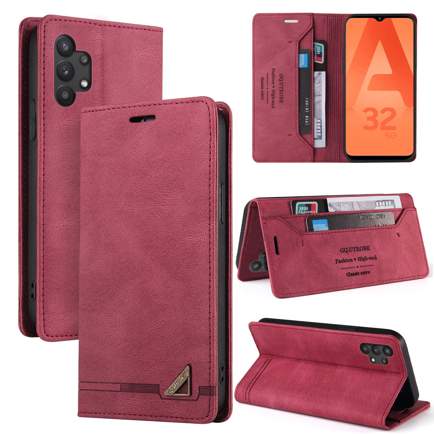 For Samsung Galaxy A32 5G Wallet Case,Solid Color Leather RFID Blocking ...