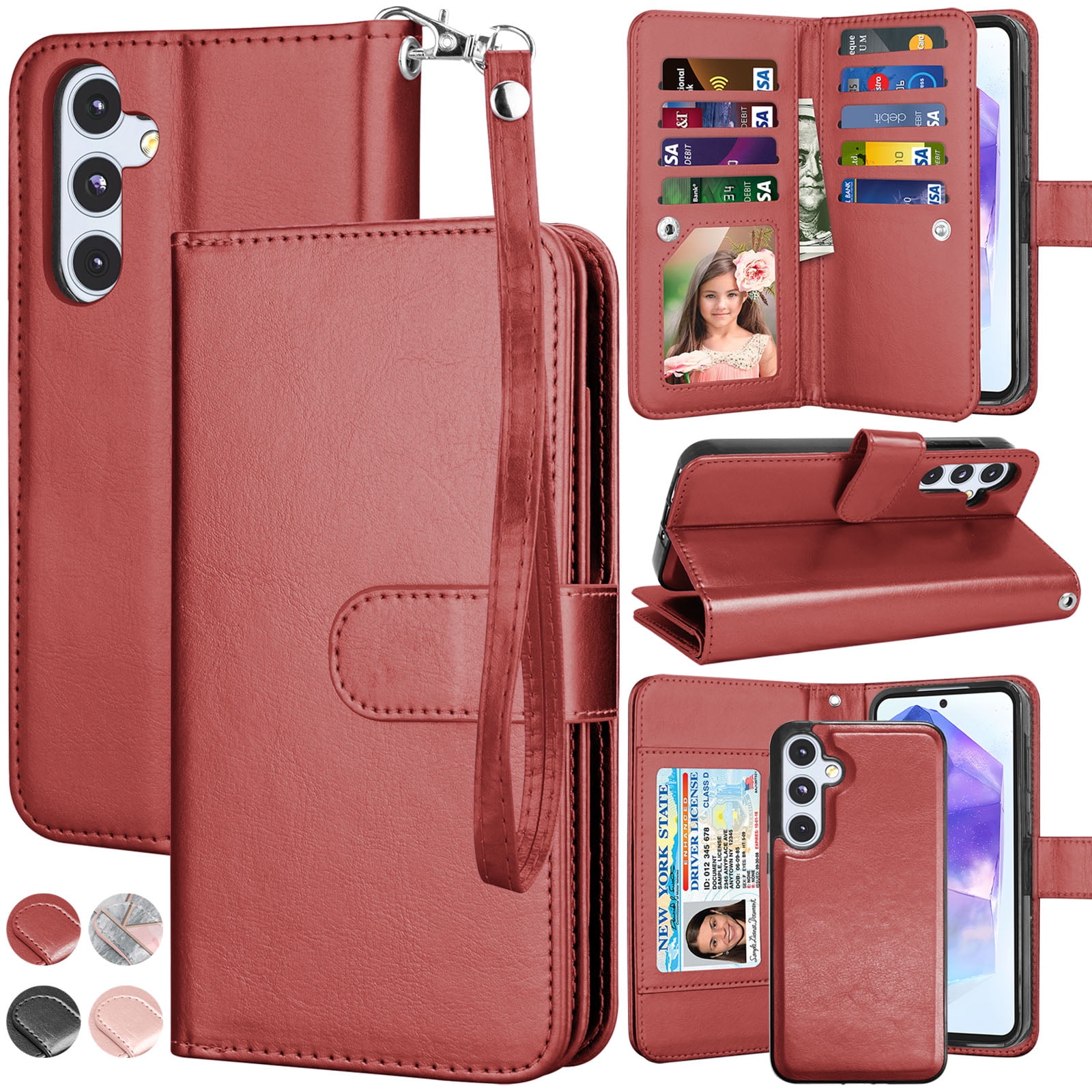 eBizWare RFID Blocking Leather Wallet Cell Phone Case with Wrist Strap ...