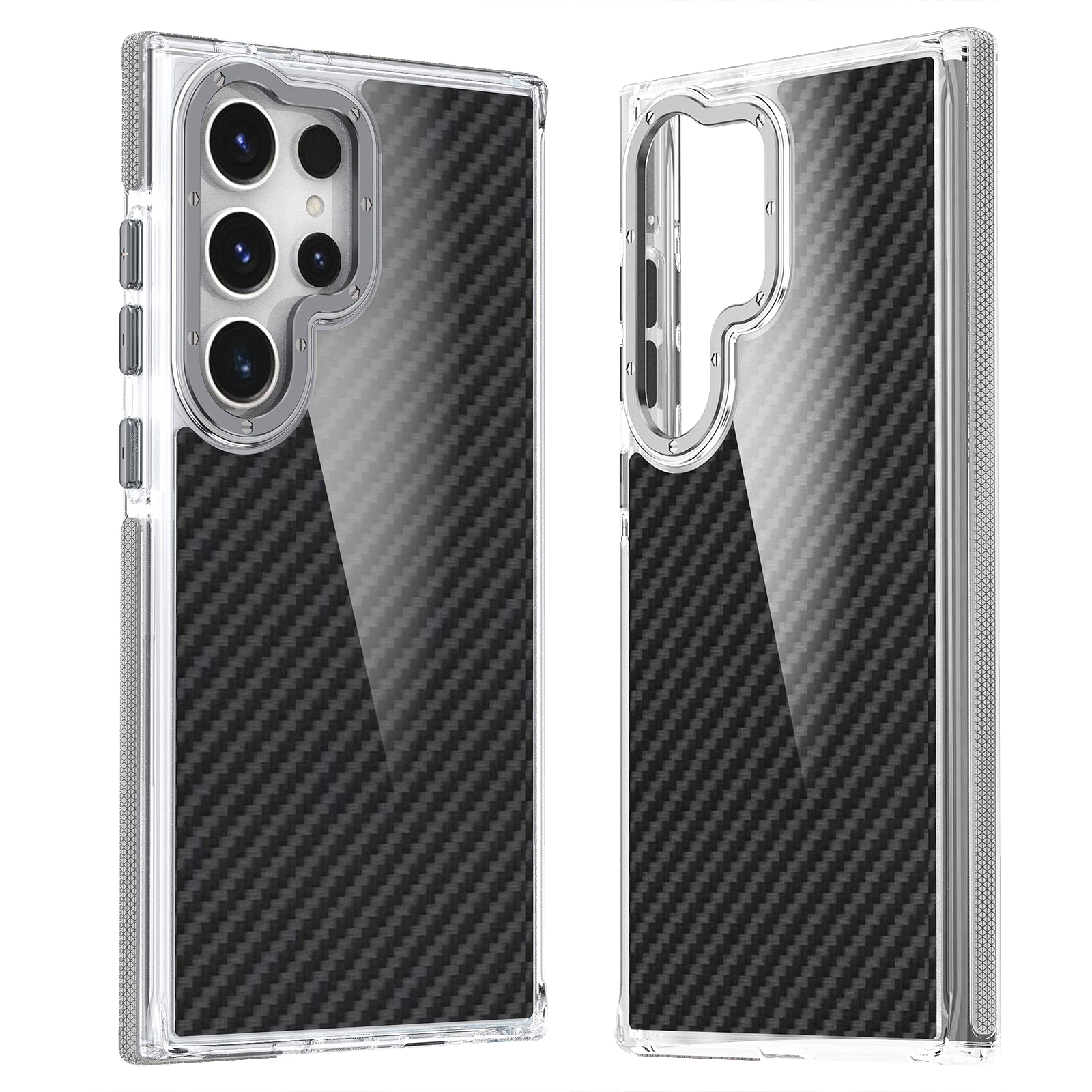 For Samsung Galaxy A35 Case, Clear Frame Carbon Fiber Texutre Back ...
