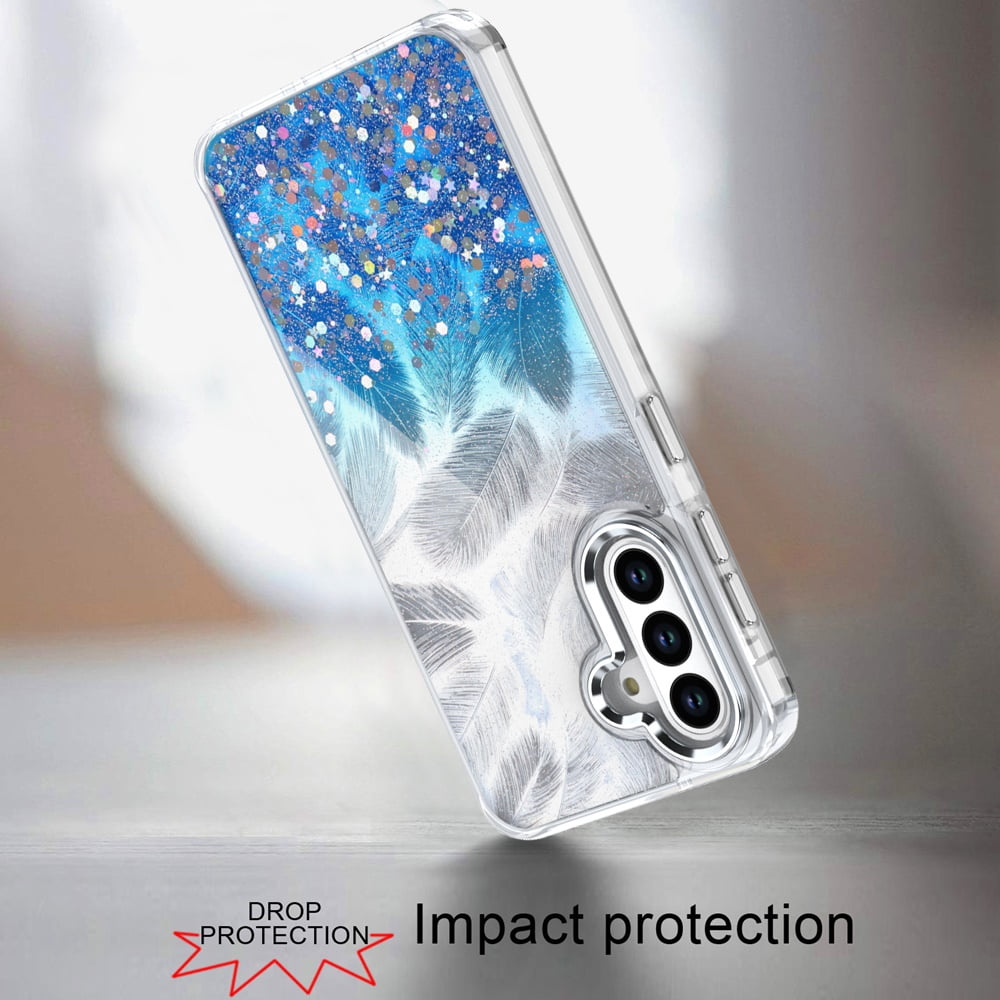 For Samsung Galaxy A36 Epoxy Glitter Shimmer Hybrid Case - Dark Blue ...