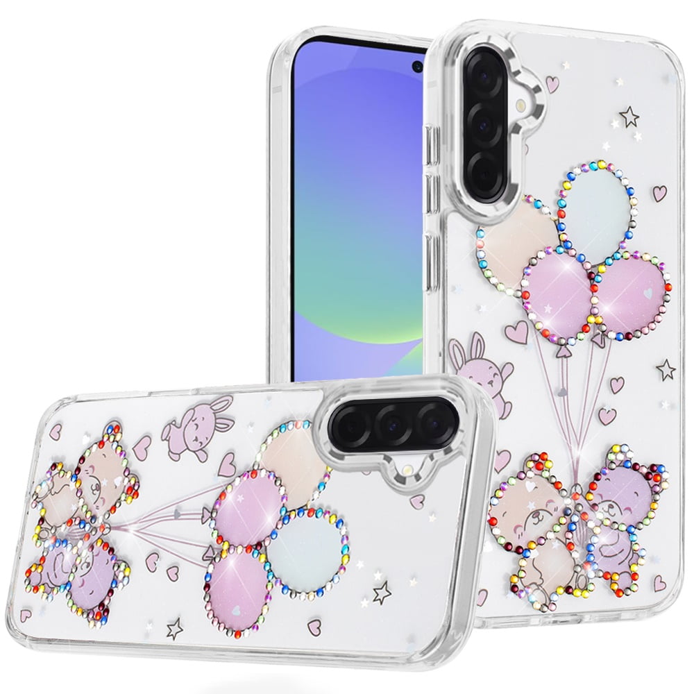 For Samsung Galaxy A36 / A56 Resin Epoxy Design Diamond Metal Edged ...