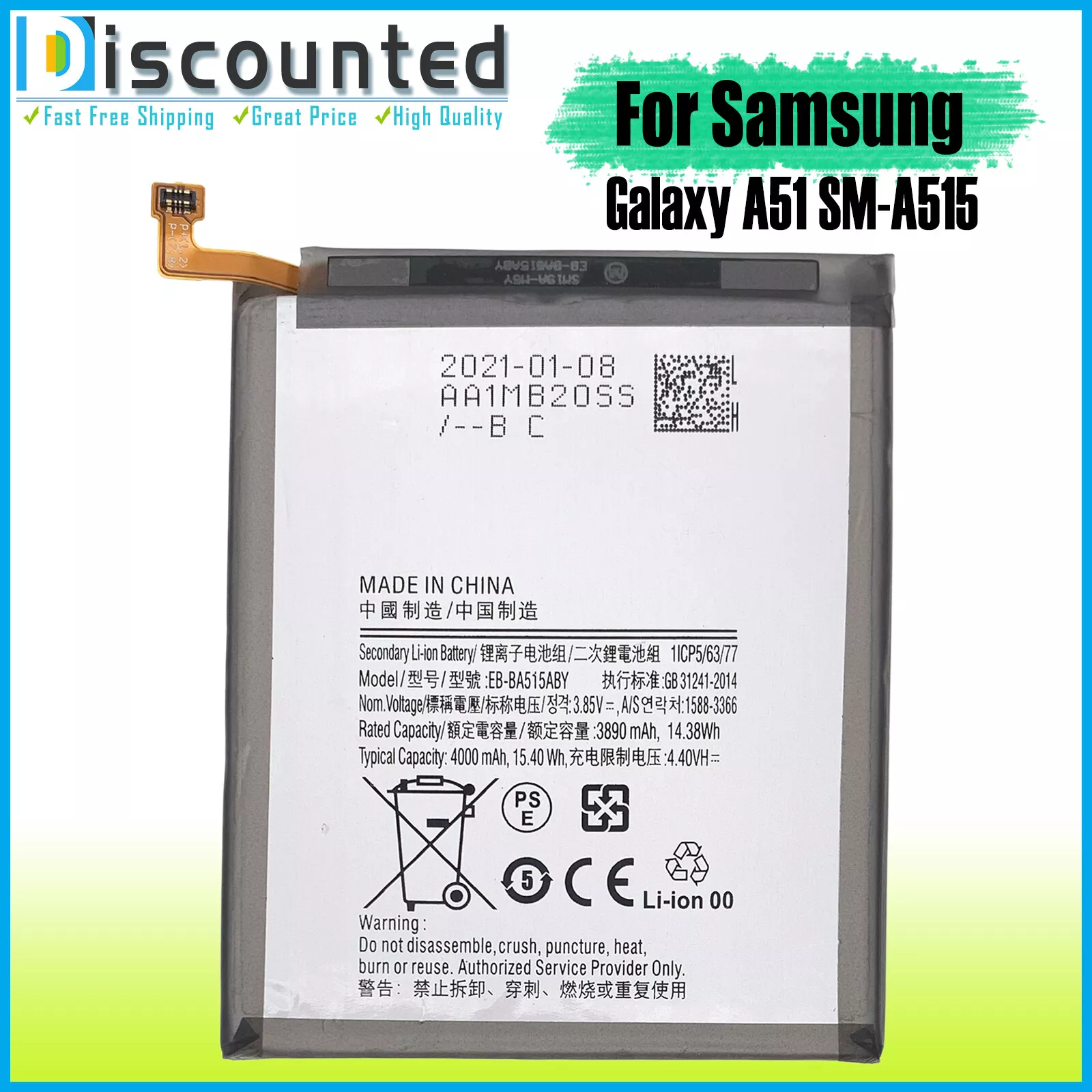 For Samsung Galaxy A51 2019 SM-A515 SM-A515F SM-A515U Battery EB ...
