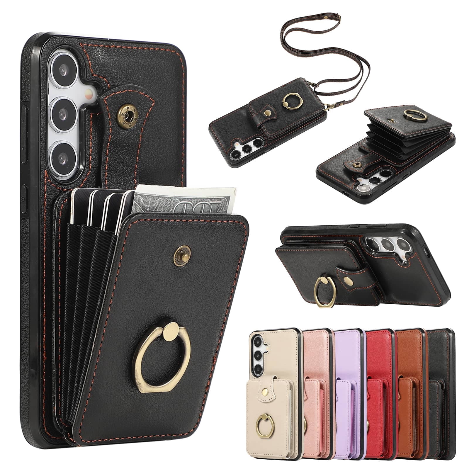 For Samsung Galaxy A56 Case Wallet with Card Holder, 360°Rotation ...