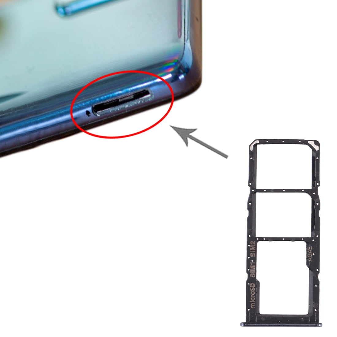 For Samsung Galaxy A71 SIM Card Tray + SIM Card Tray + Micro SD Card ...