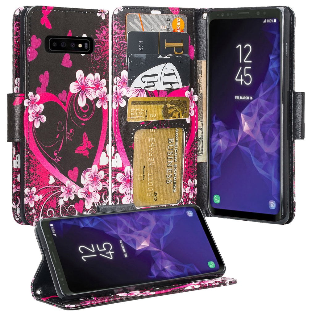 For Samsung Galaxy S10 Case, Leather Flip Wallet Case Cover Folio ...