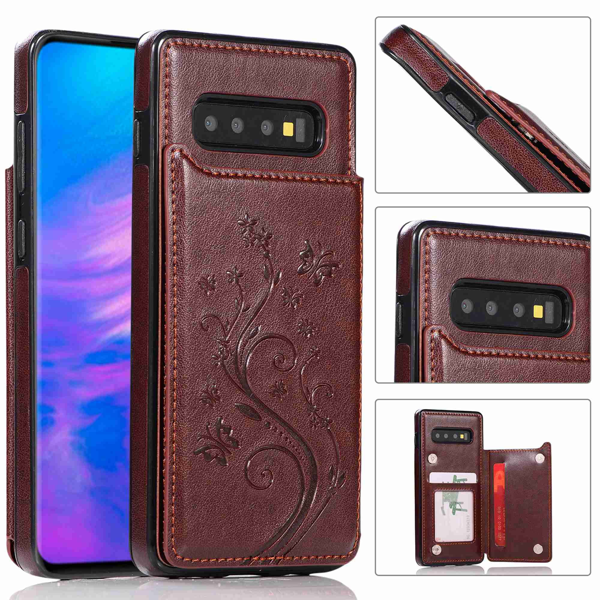 For Samsung Galaxy S10 Plus,Dteck Retro Flower Patterned PU Leather ...