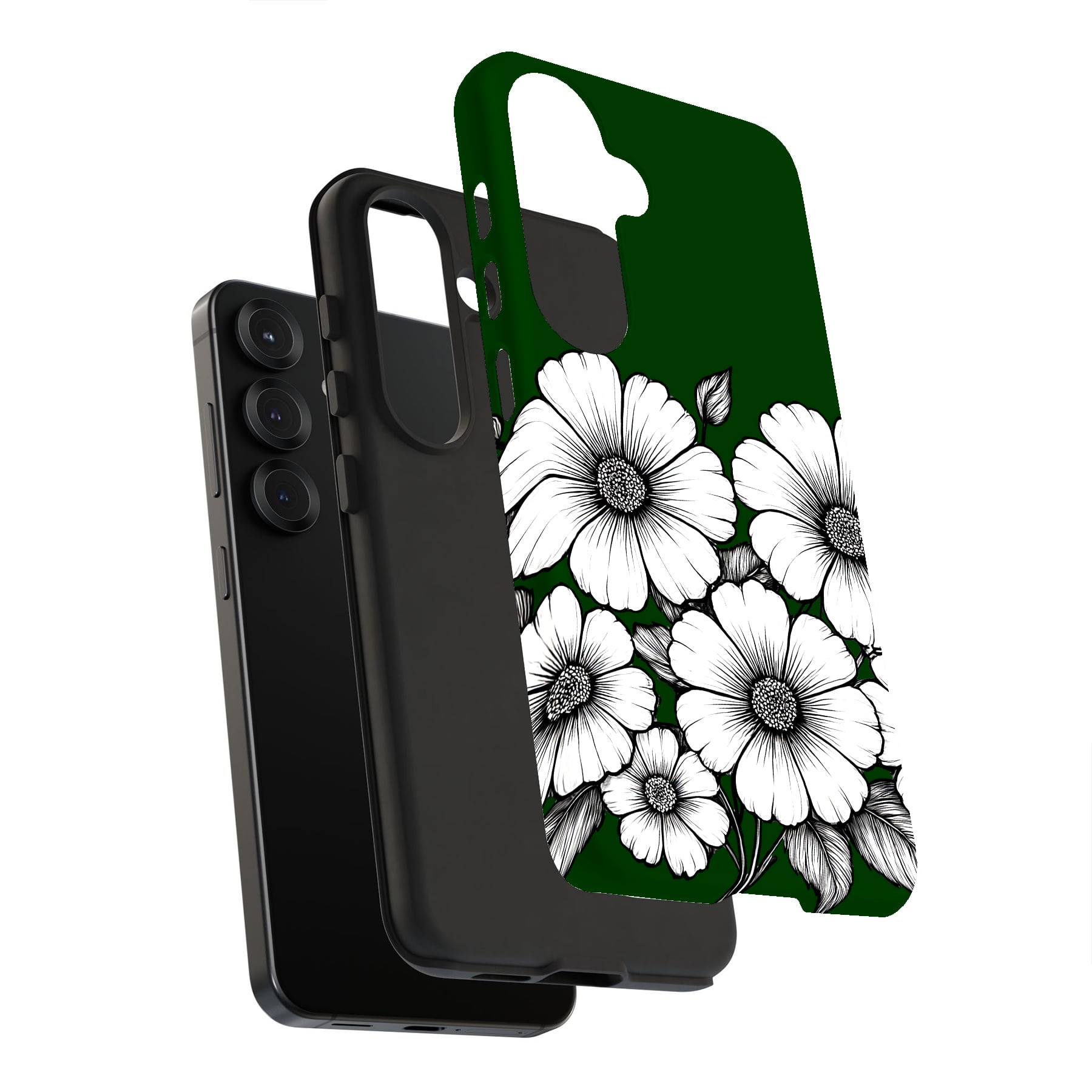 For Samsung Galaxy S20 FE, Dual-Layer, Line Art Floral Print, USA ...