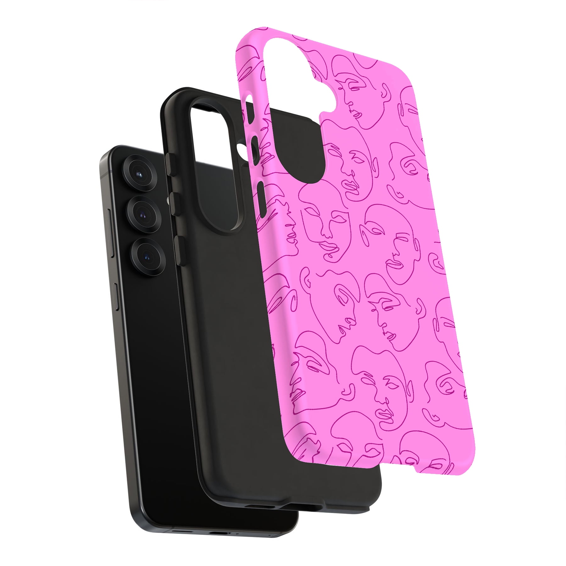 For Samsung Galaxy S20 FE, Dual-Layers Rugged Case, Line Face Print ...