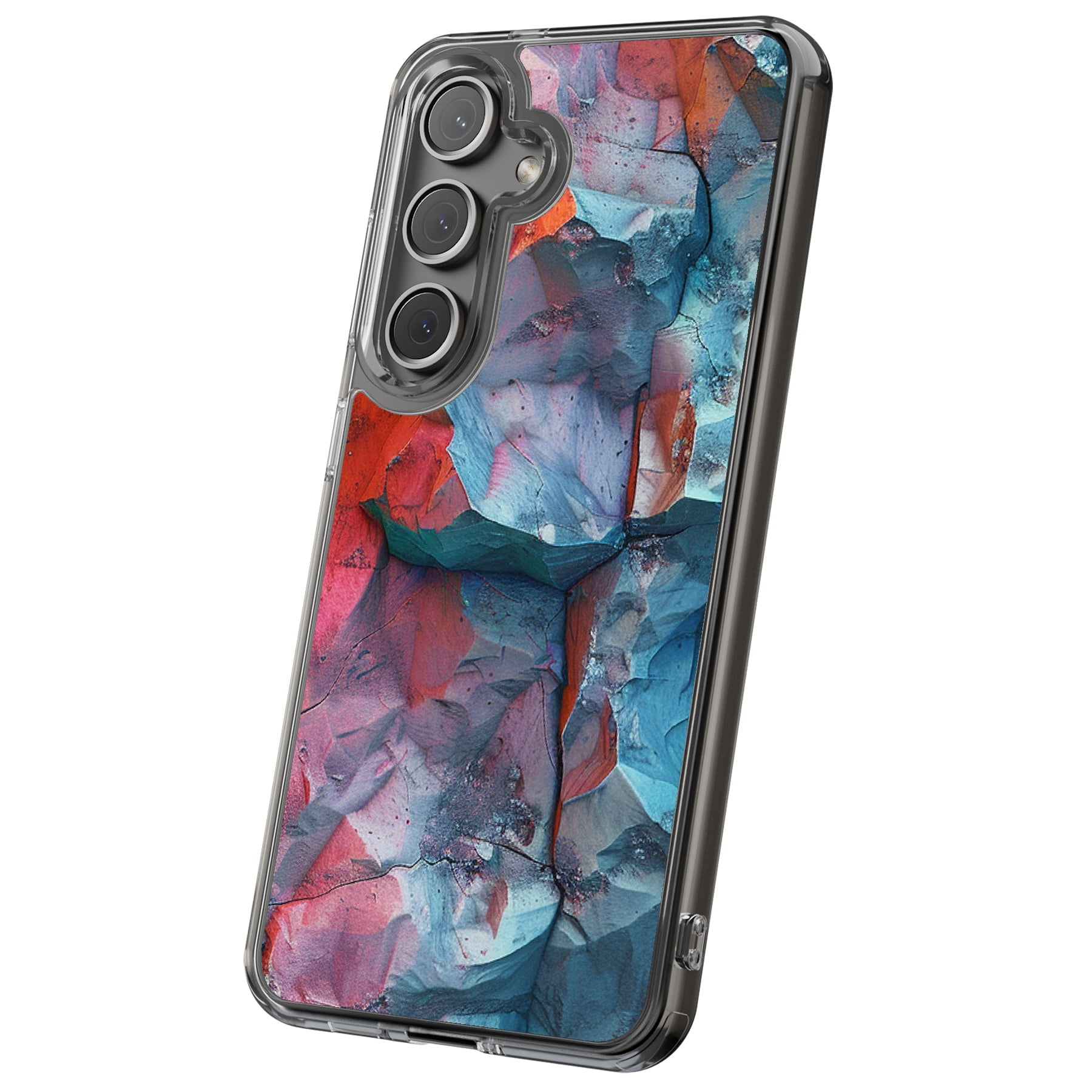 For Samsung Galaxy S21 Plus, Hybrid Clear, Stone Texture 1 Print, USA ...