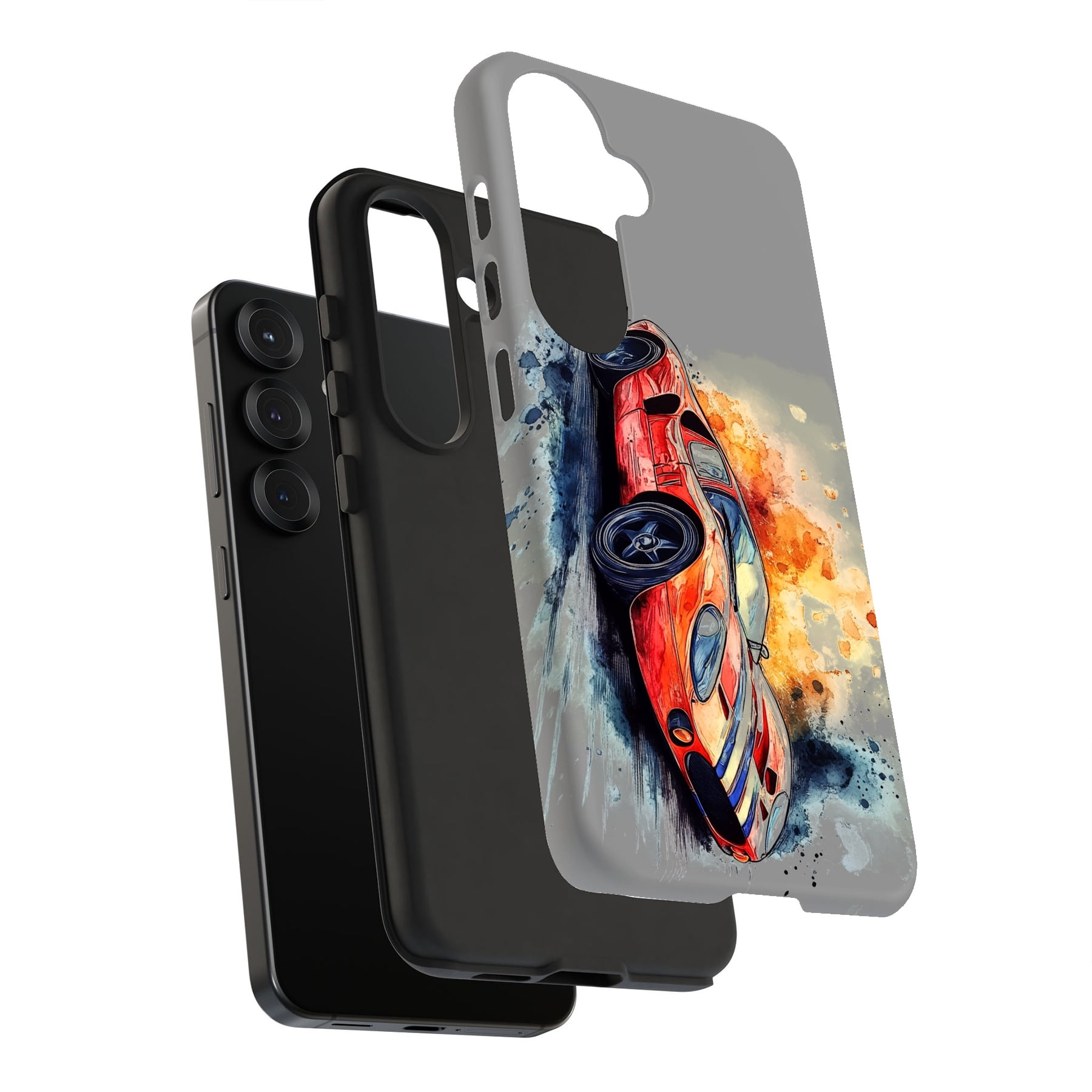 For Samsung Galaxy S22, Dual-Layers Rugged Case, Old Race Car 2 Print ...