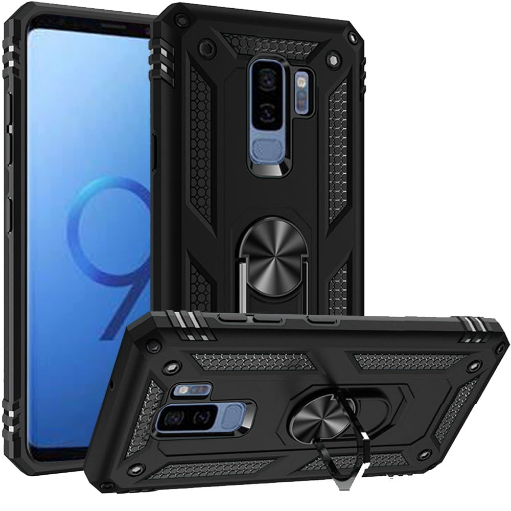 For Samsung Galaxy S9 Ring Magnetic Kickstand Hybrid Case Cover - Black ...