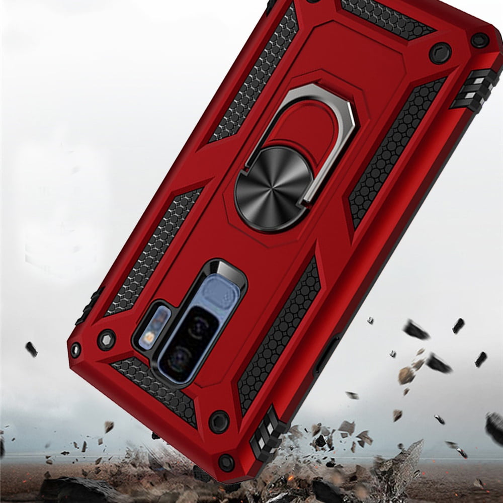 For Samsung Galaxy S9 Ring Magnetic Kickstand Hybrid Case Cover - Red - Walmart.com