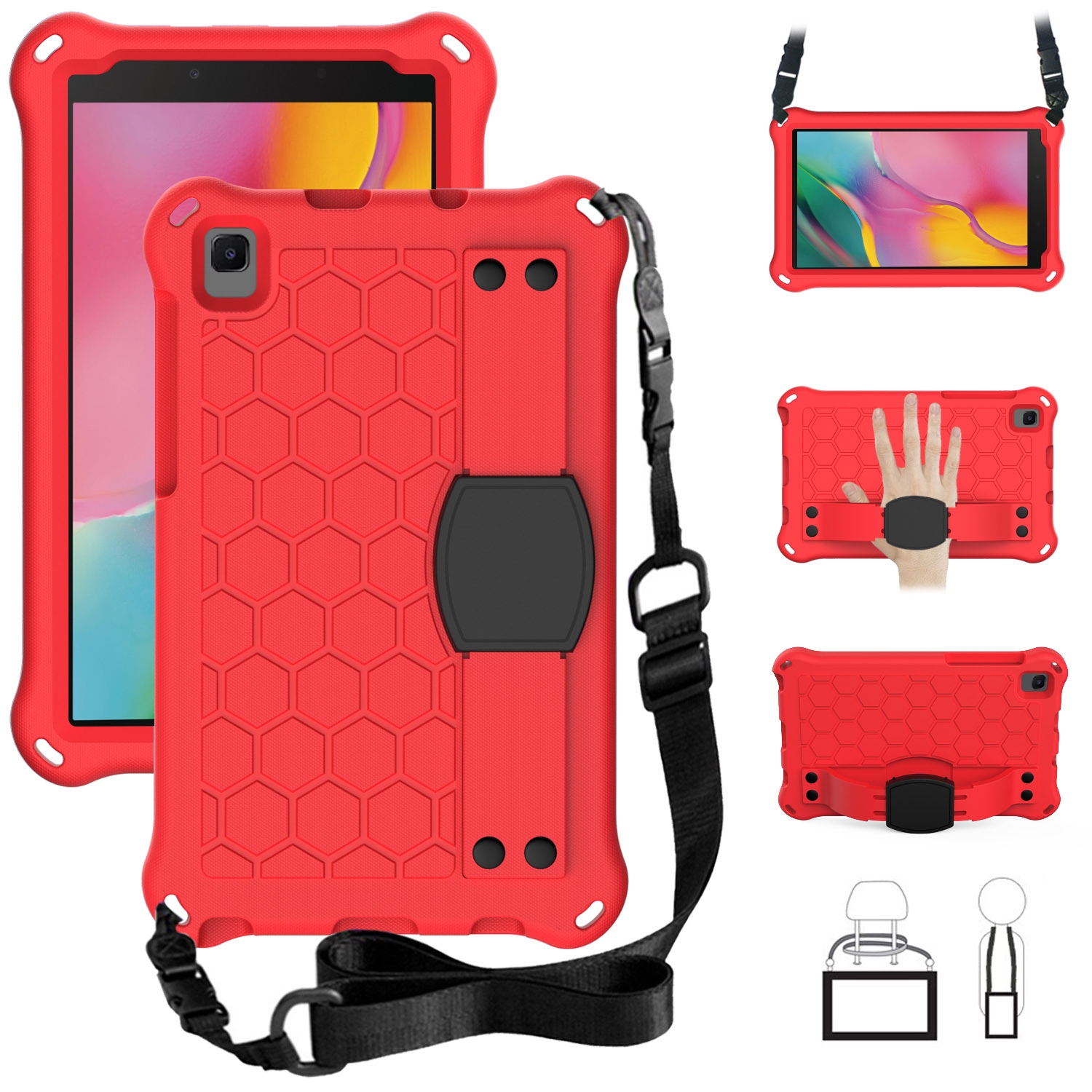 For Samsung Galaxy Tab A7 Lite 8.7 T220/T225 Honeycomb Design EVA + PC Four Corner Shockproof ...