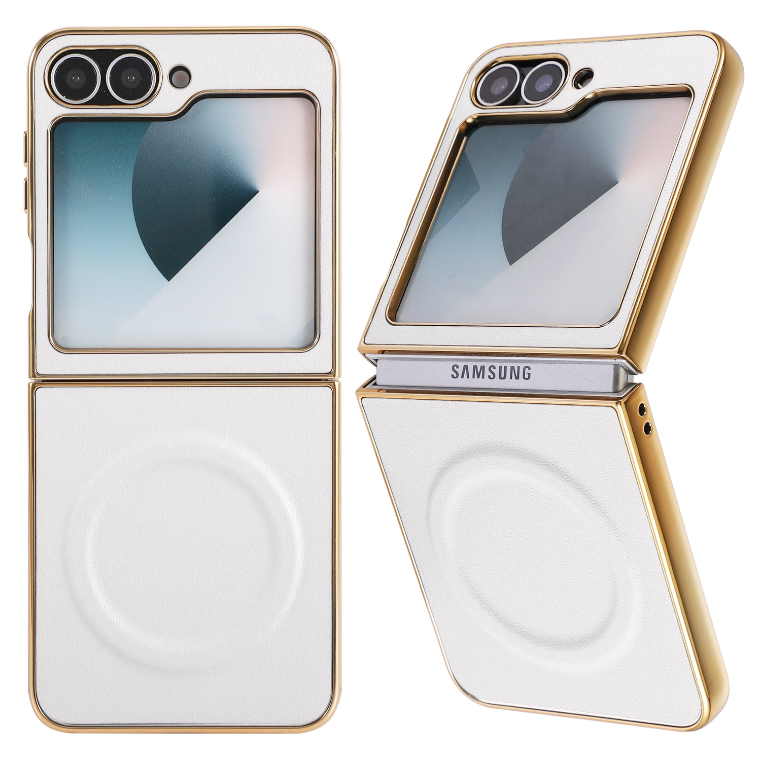 For Samsung Galaxy Z Flip 3 Magnetic Phone Case,Made From PU Leather + Hard PC,Luxurious ...