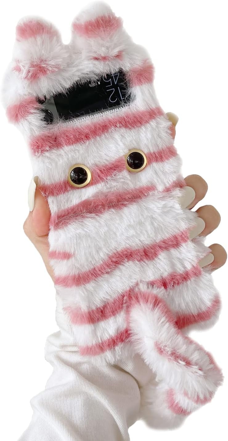 For Samsung Galaxy Z Flip 4 2022 Plush Case, Cute 3D Cartoon Fluffy ...