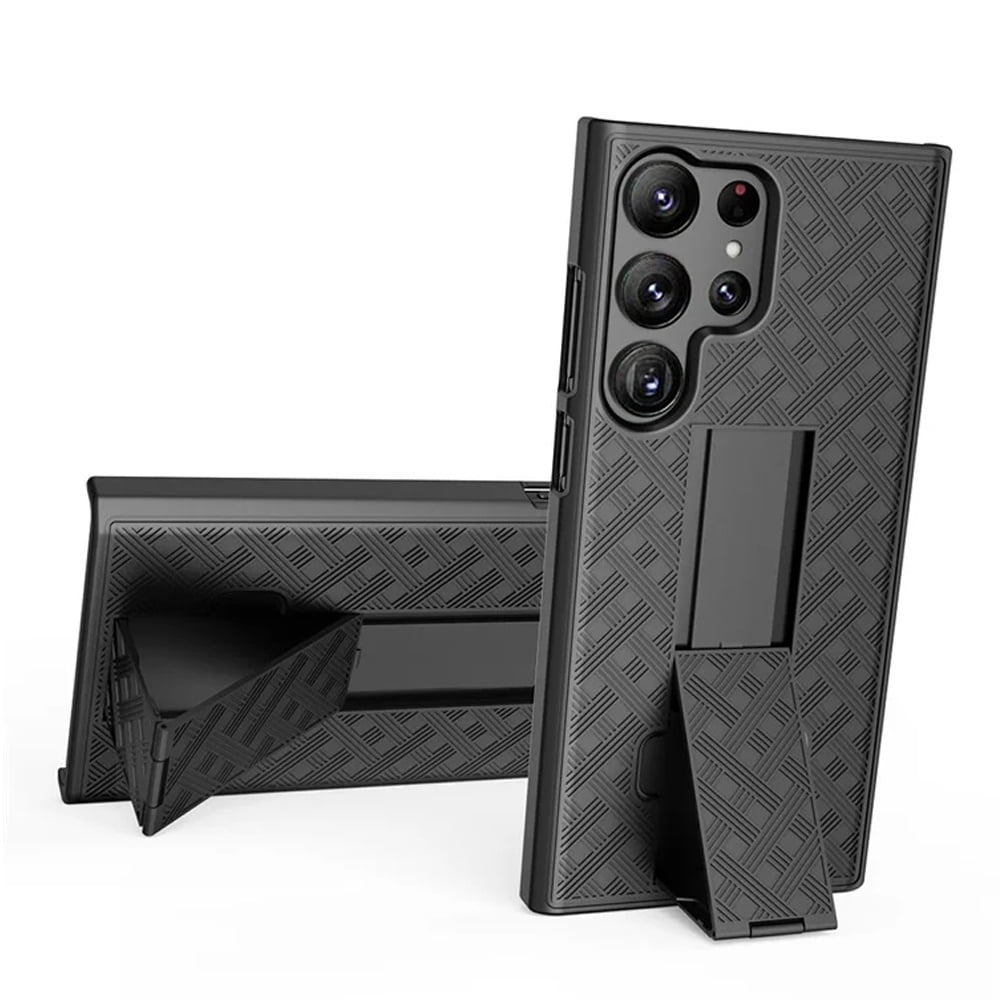 For Samsung Galaxy s24 Weave Premium 3in1 Combo Holster Kickstand Case ...