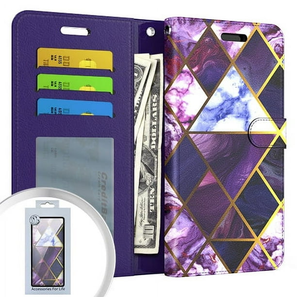 For Samsung S22 Wallet Pouch 3 Marble Purple - Walmart Business Supplies