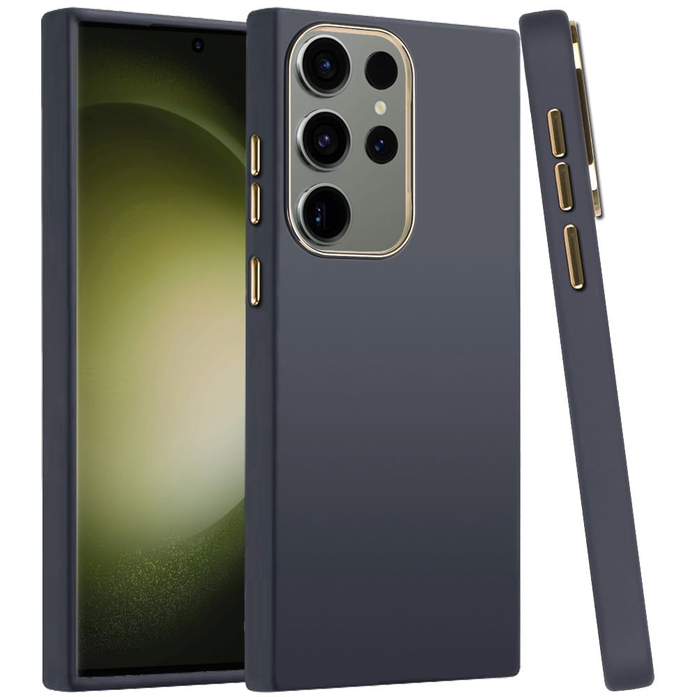 For Samsung S23 Ultra Classy Slick Chromed Around Hybrid - Dark Blue ...