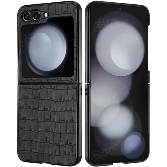 For Samsung Galaxy Z Flip 6 Case Vegan Leather Croc Design Hard Snap On ...