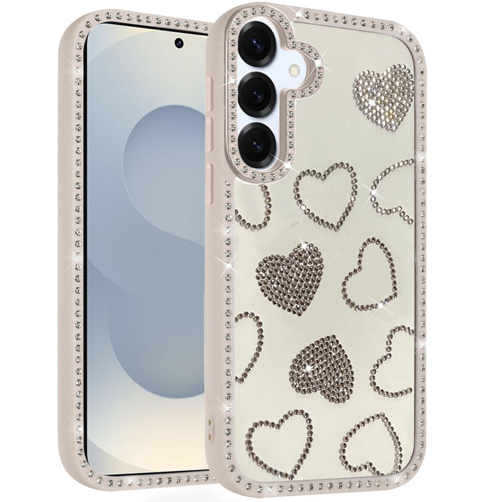 For Samsung s25 FE Spread Love Glitter Shimmer Diamond Edged Hybrid ...