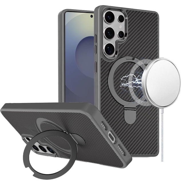 For Samsung s25 Ultra Carbon Design [Magnetic Circle] with Ring Stand ...