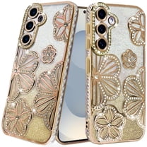 For Samsung A17 5G Case Bling Butterflies 3D Glitter Cover + Tempered ...