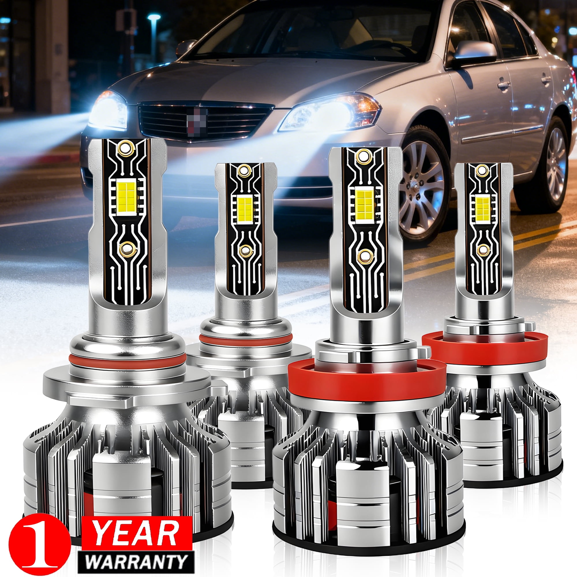For Saturn Aura 2007 2008 2009 - 4pc LED Headlight High Low Beam Light ...