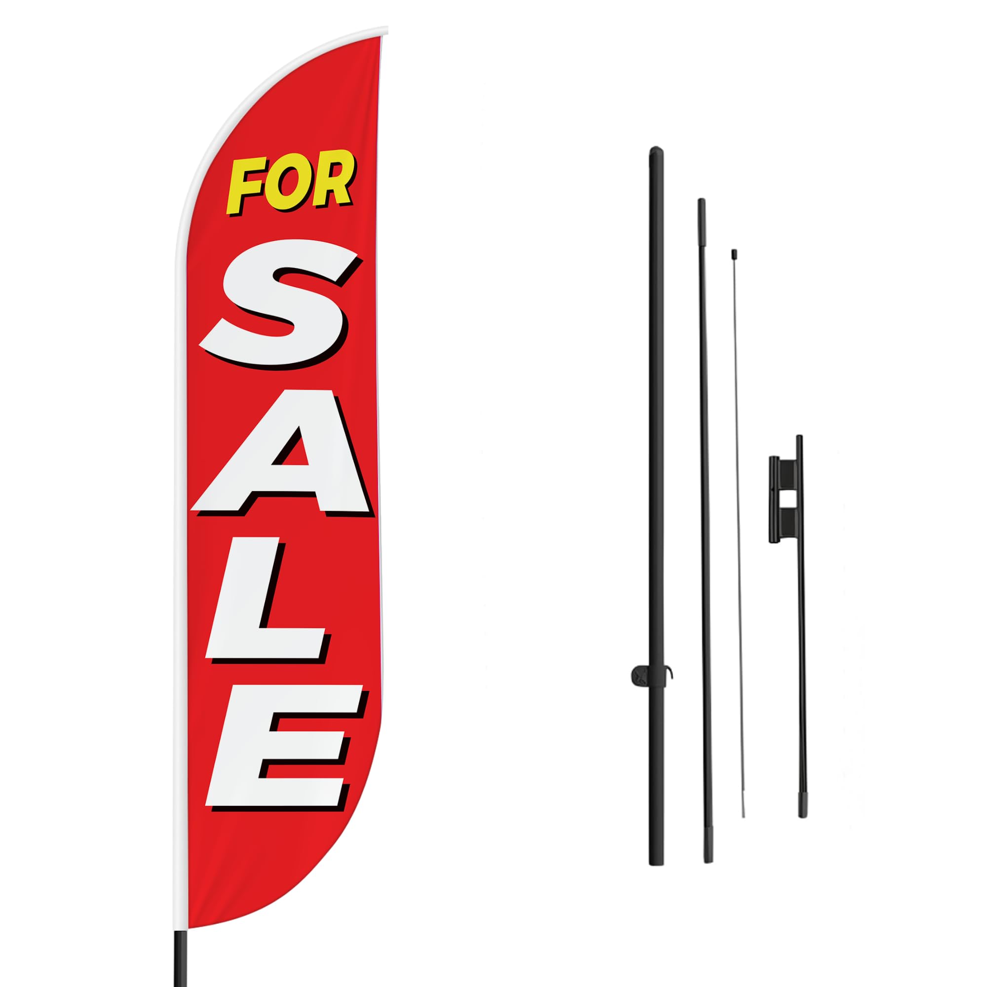 Car Wash Rectangle Feather Banner Flag with Pole Kit and Ground Spike ...