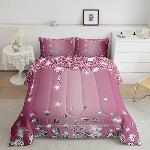 For Size Glitter Print (No Glitter) Bedding Set Girls Deep Grey Silver ...