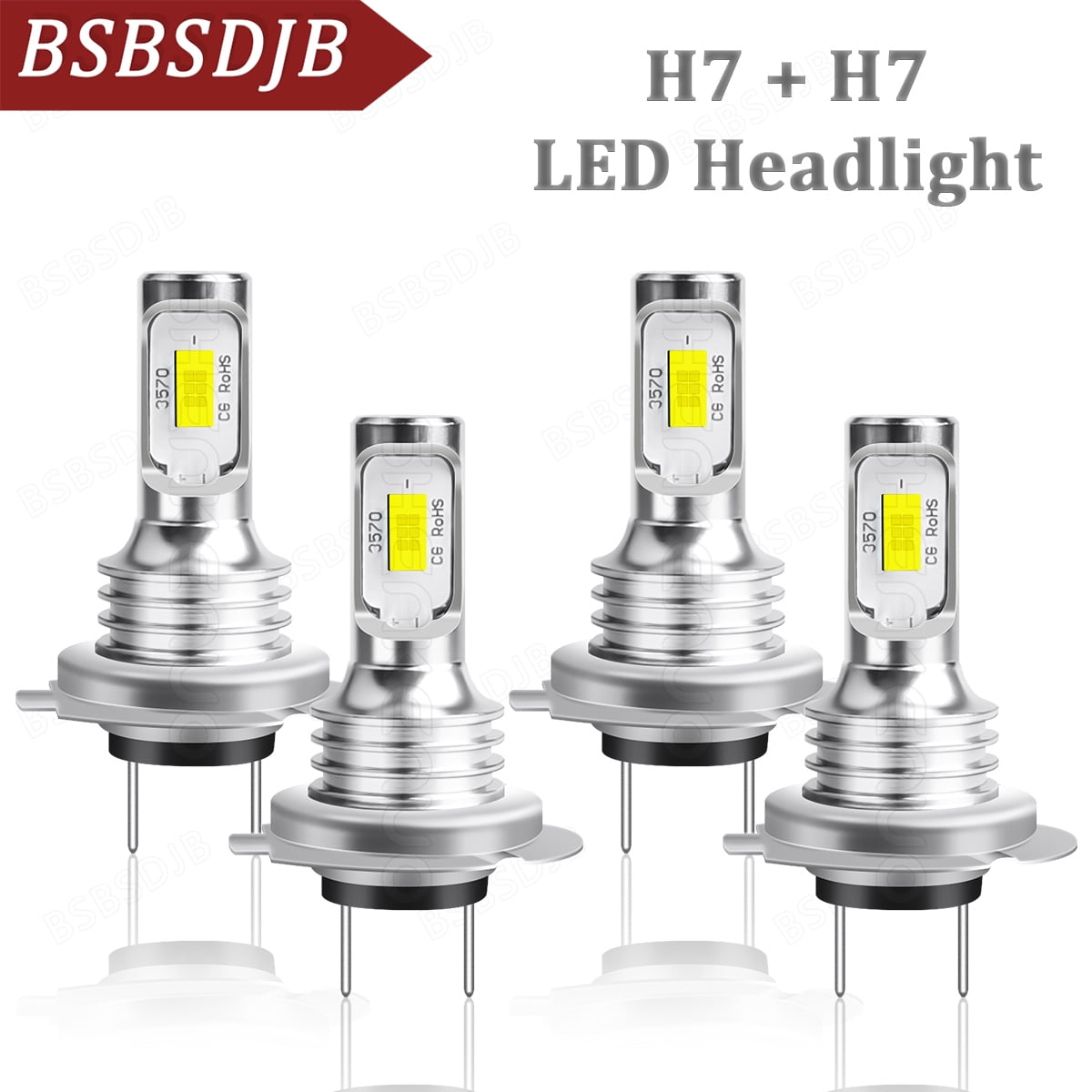For Smart Fortwo 2008-2015 White LED Headlight High Low Beam Bulbs ...