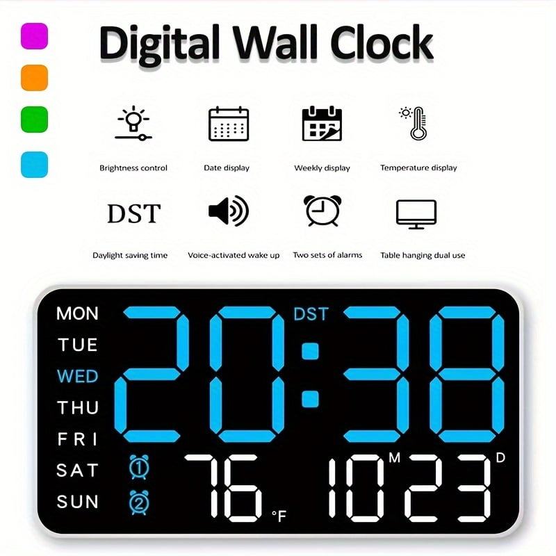 For Smart Voice-Controlled Digital Wall Clock with Temperature & Date ...