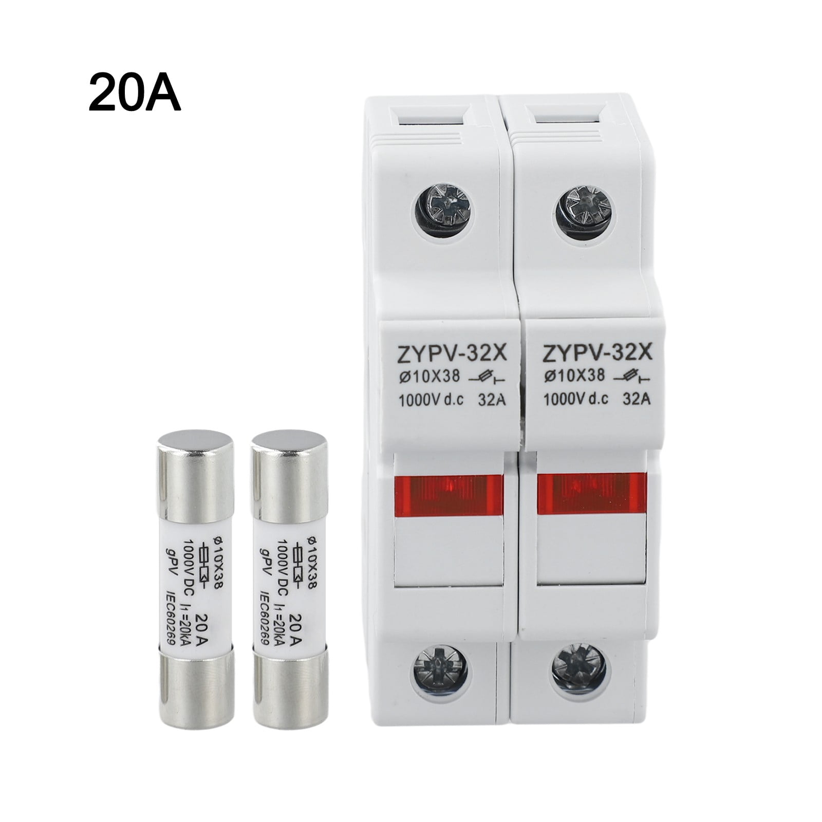 For Solar Panel Fuse Holder 2P 1000V DC Compatible with 10x38 mm Fuses ...