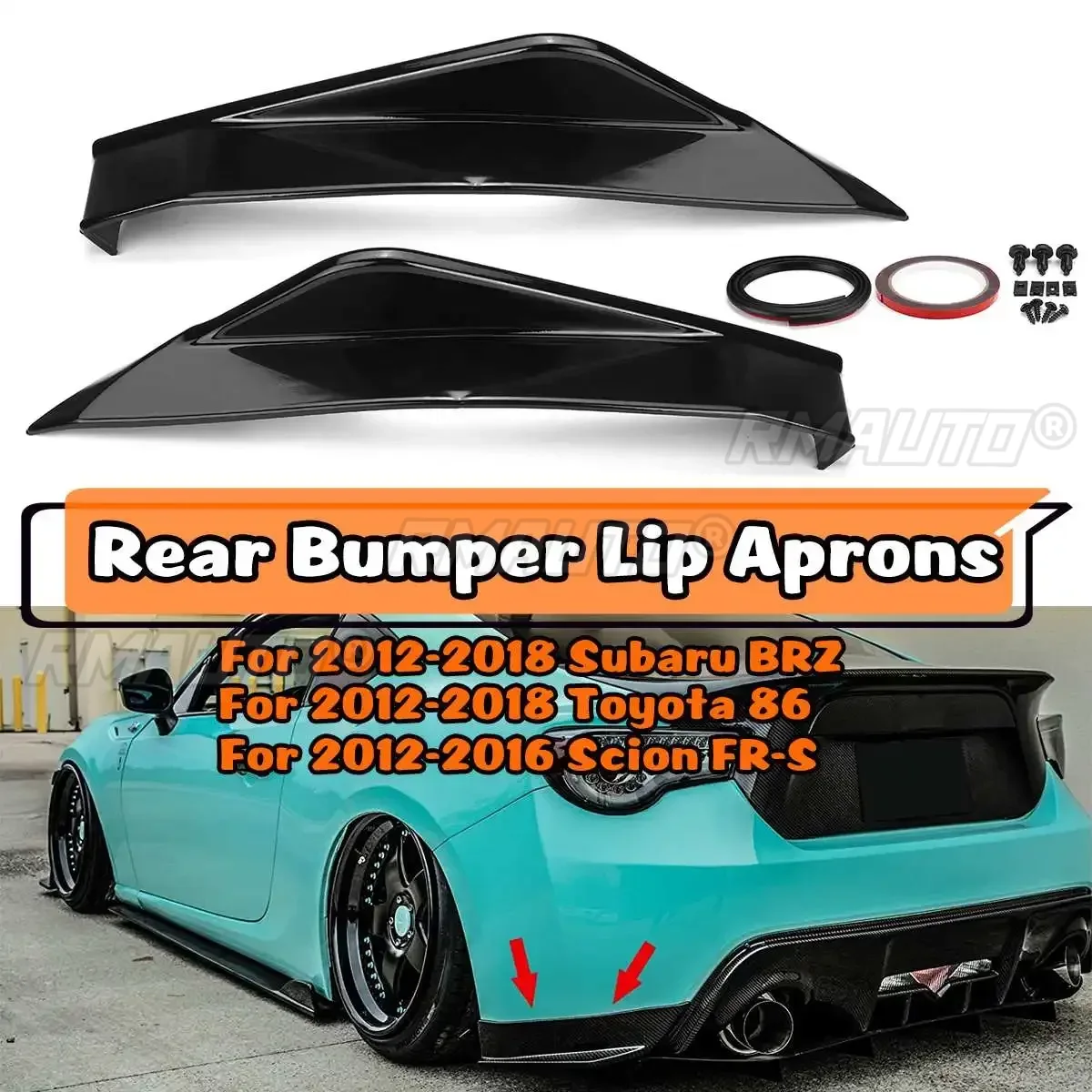 For Subaru BRZ Car Rear Bumper Lip STi TS Style Diffuser Side Aprons ...
