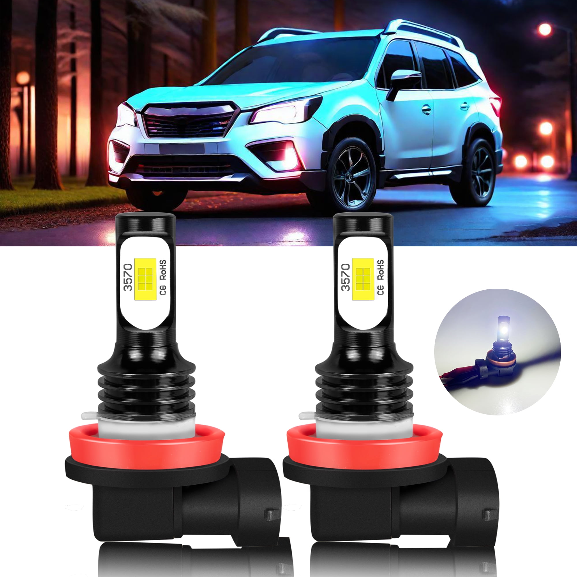 For Subaru Forester 2014-2023 LED Fog light Bulbs 6000K White H16 H11 ...