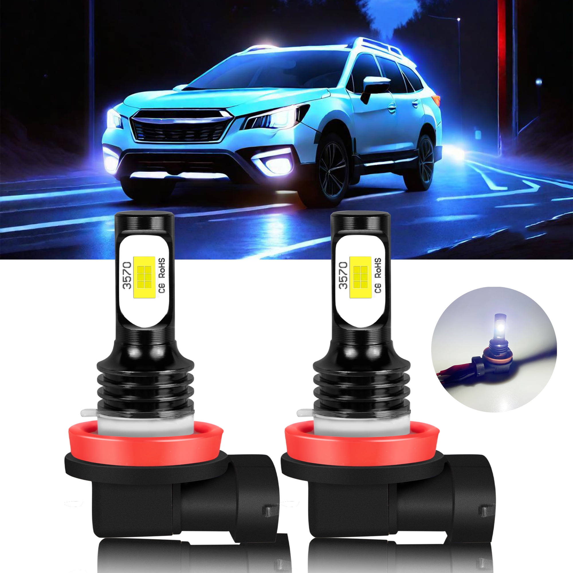 For Subaru Outback 2010-2022 LED Fog light Bulbs 6000K White H16 H11 H8 ...