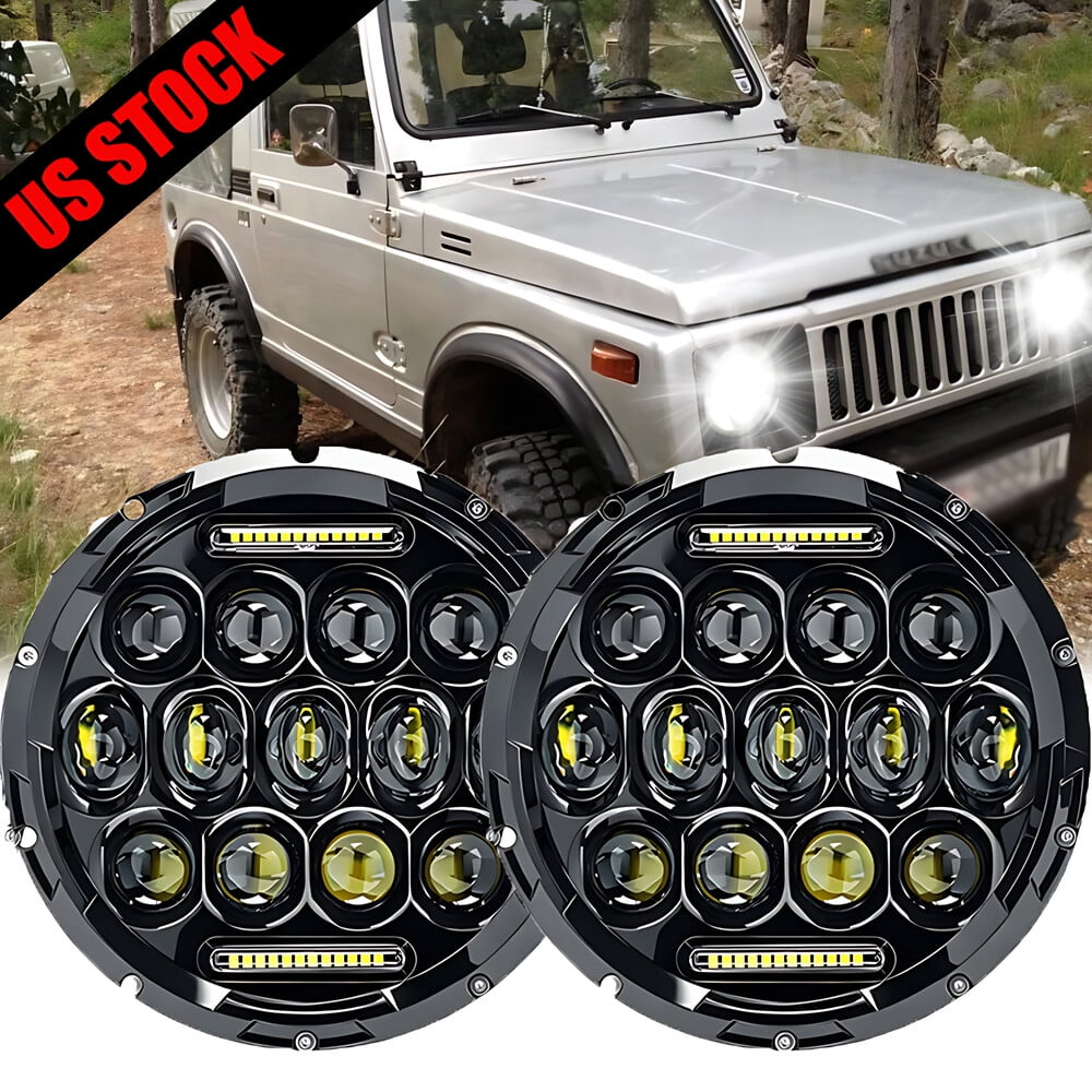 For Suzuki Samurai SJ410 7 inch LED Round Headlights Pair DRL Hi/Lo ...