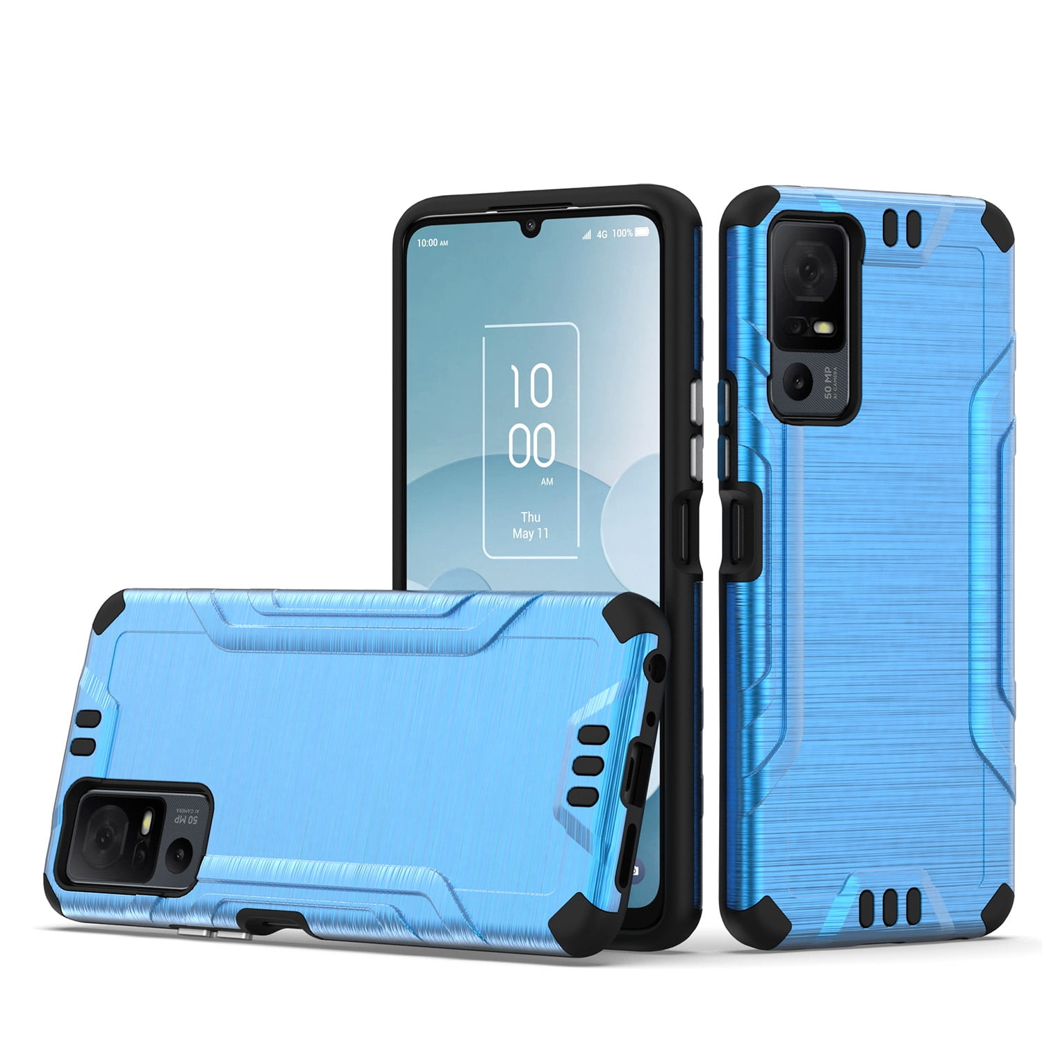 For TCL 40T T608DL Lining Hybrid Cover Phone Case - Blue - Walmart.com