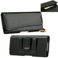 For TCL A3 /TCL A3X Universal Horizontal Leather Case Belt Clip Holster ...
