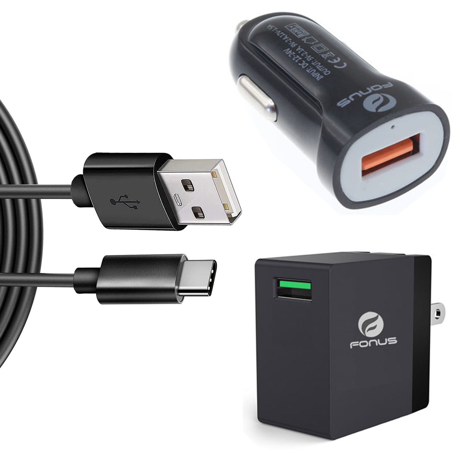 For TCL ION X - Fast Home Car Charger USB Cable Type-C 6ft Long Travel ...