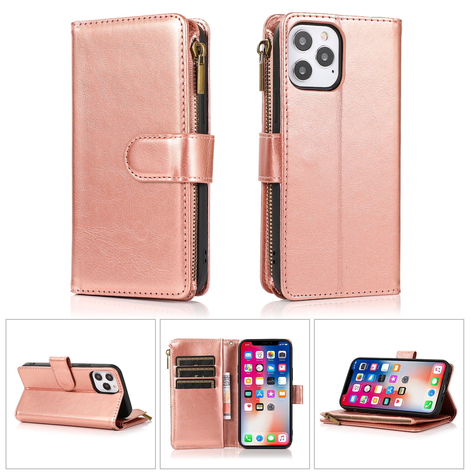 For TCL ION Z Luxury Wallet Card ID Zipper Money Holder Case Cover ...