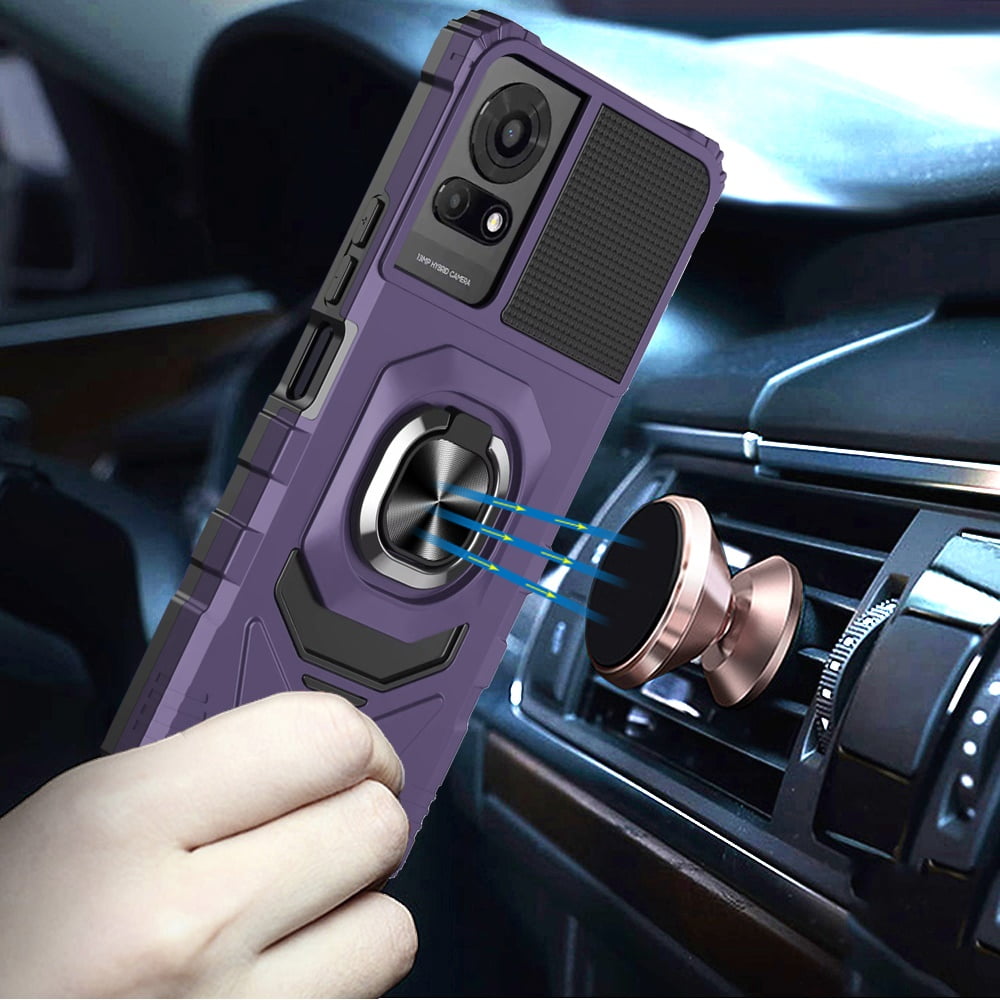 For TCL K24 Case Shockproof Dual Layer Magnetic Rotational Ringstand ...