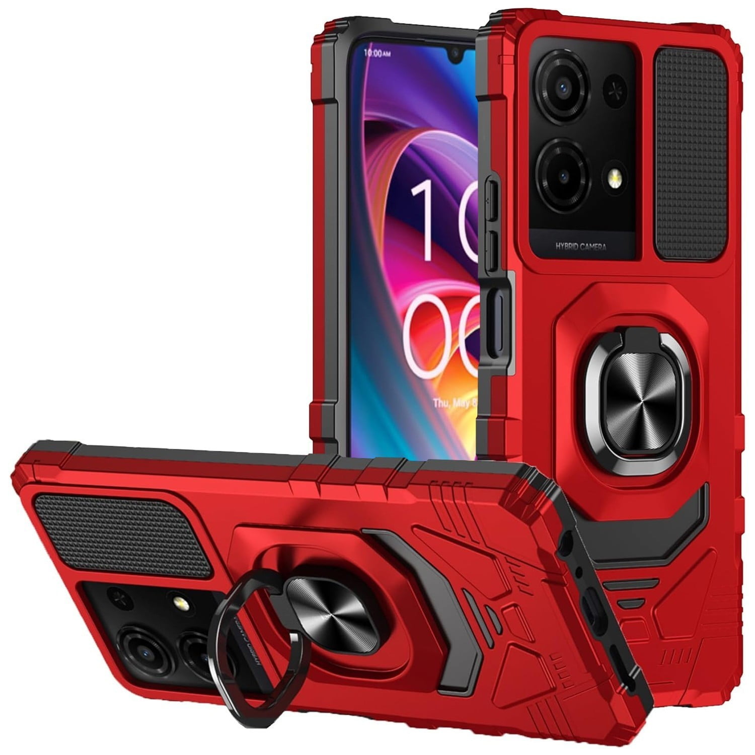 For TCL K32 5G T513V Robotic Ring Kickstand Phone Case - Red - Walmart.com