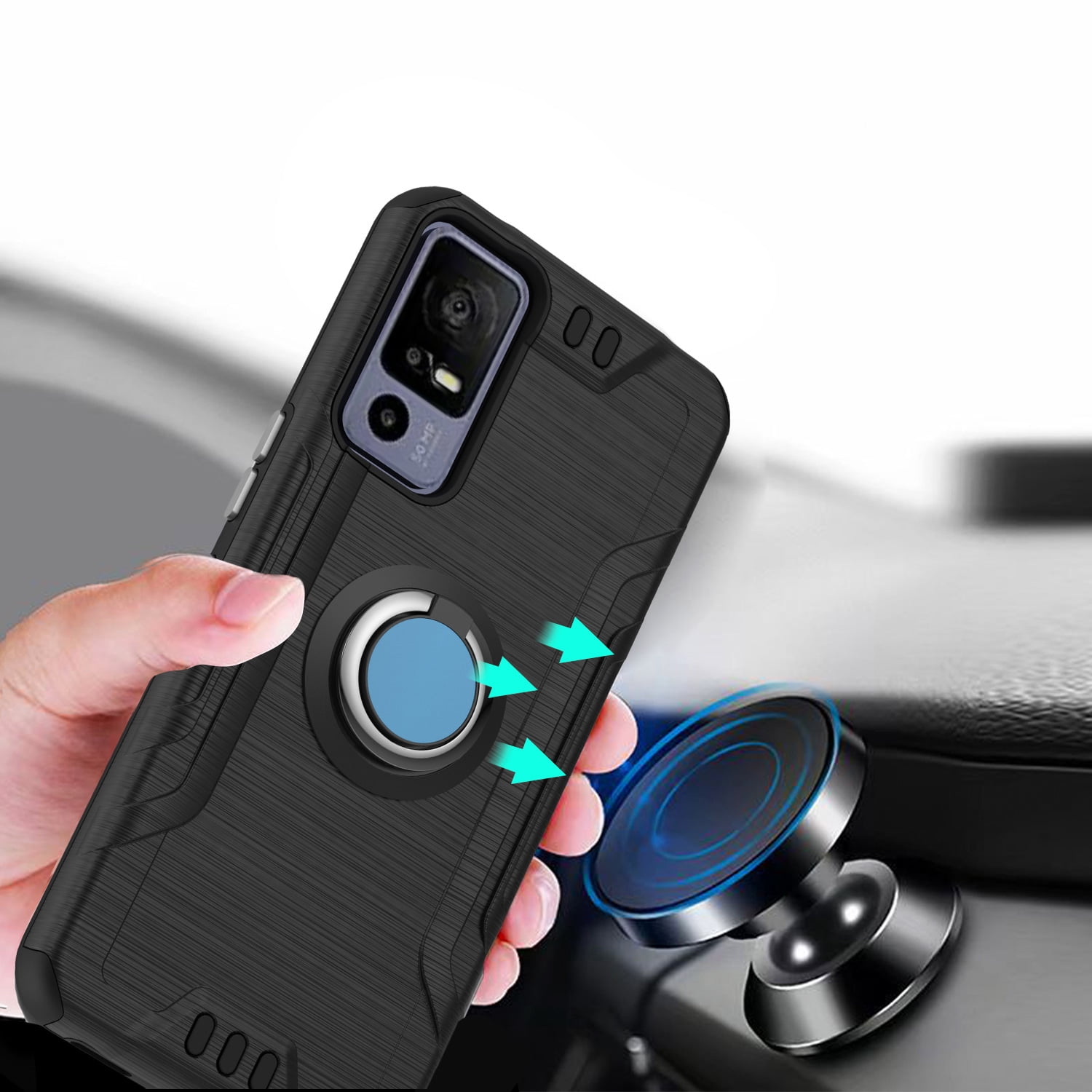 Tcl 40 Xe 5g Ultra Strong Hybrid Cover Case with Ring Stand - Black ...
