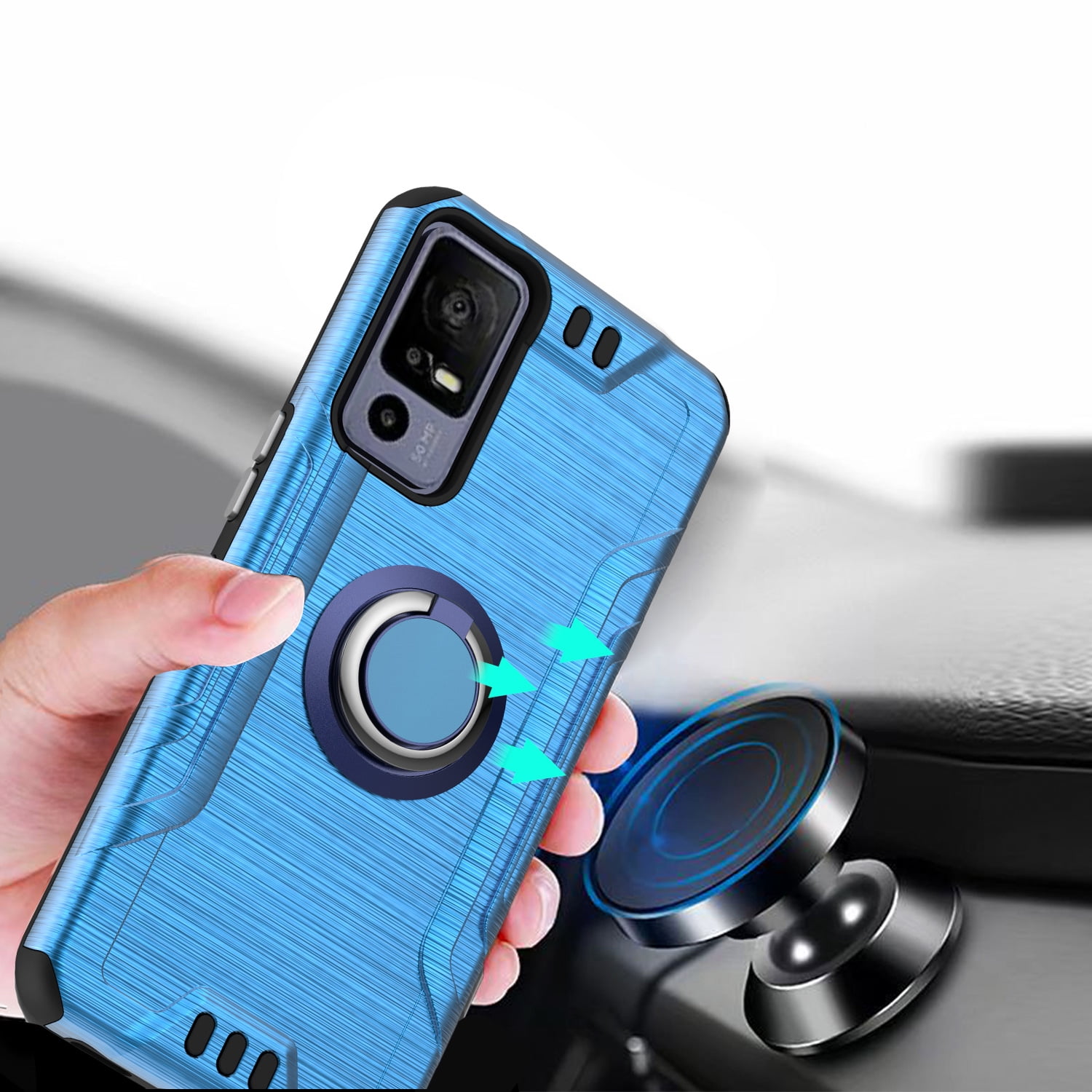 For TCL 40 XE 5G Ultra Strong Hybrid With Ring Stand Cover Case - Blue ...