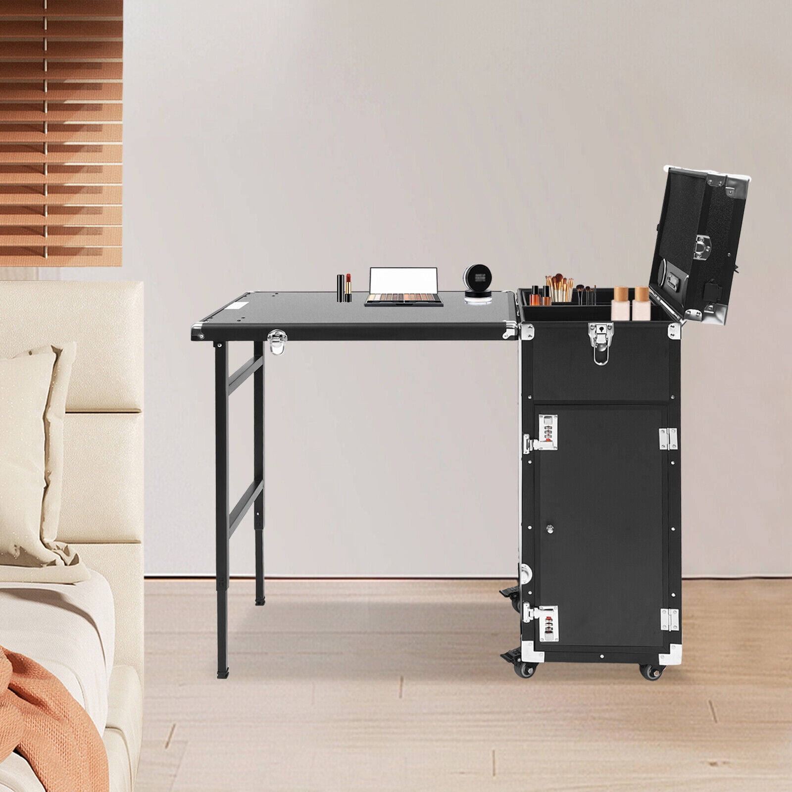 For Technician Workstation Makeup Salon with 4 Drawers Mirror & Speaker ...