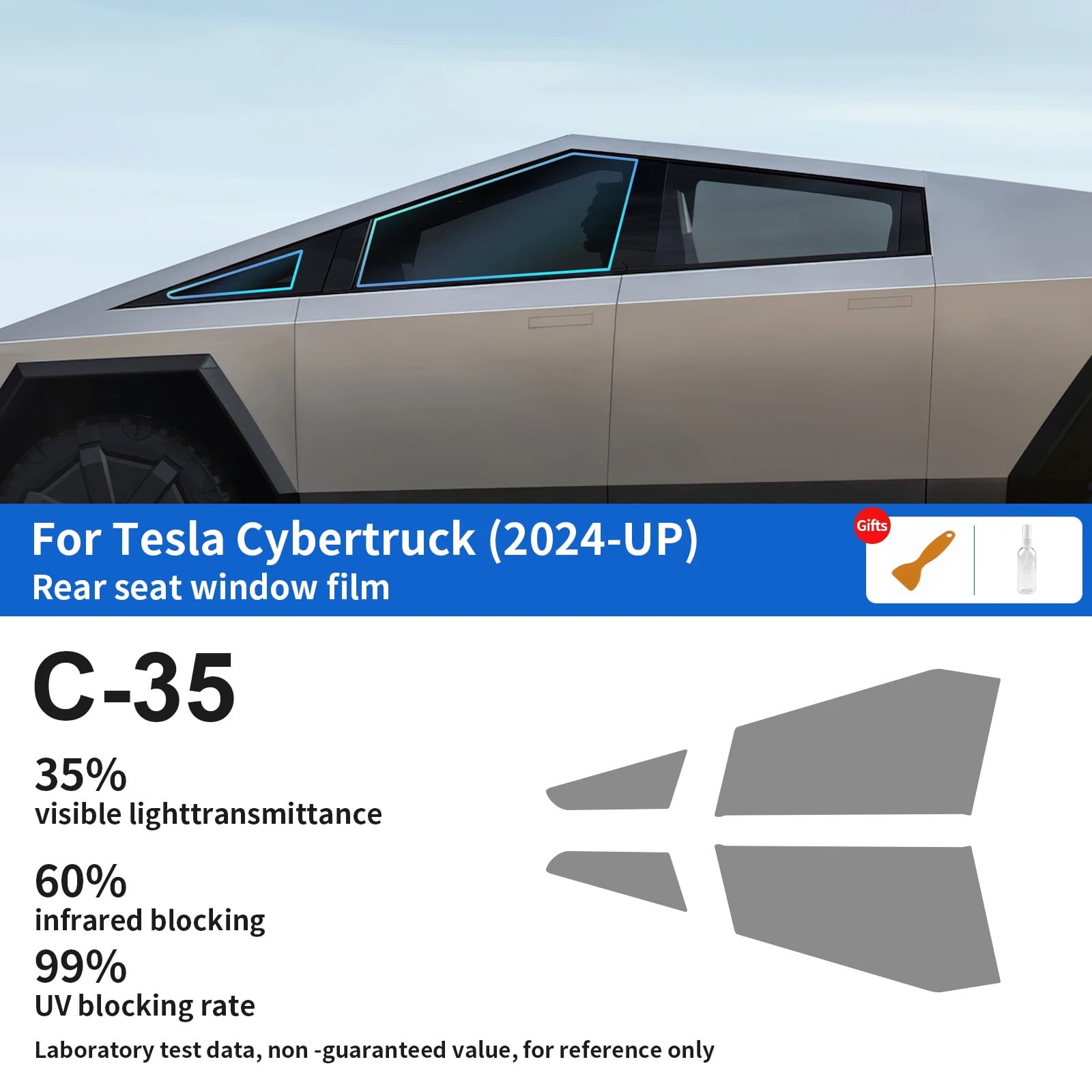 For Tesla Cybertruck 2024 2025 Pre-Cut Easy Install Car Window Tint ...
