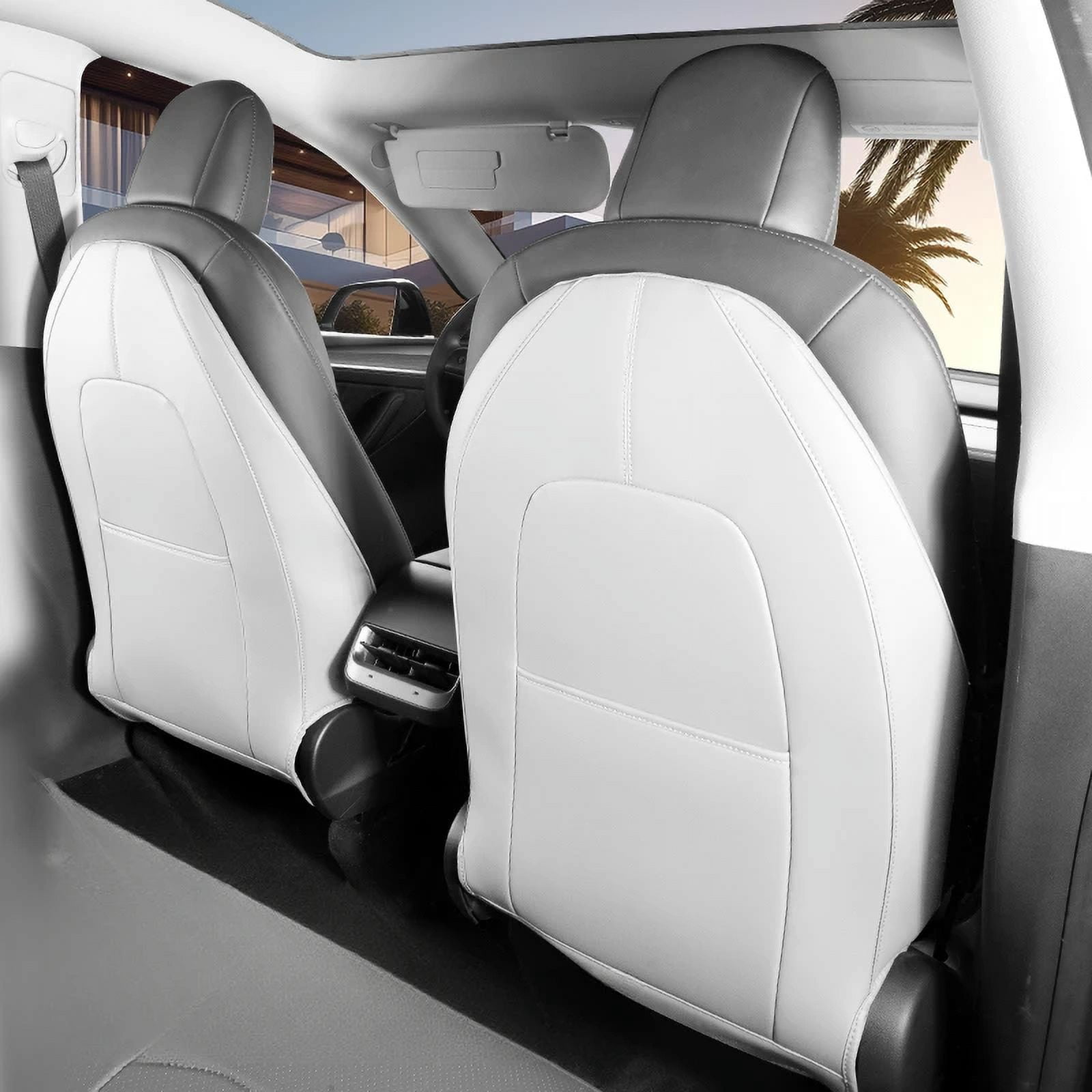 For Tesla Model 3 Model Y Model3+ 2024 Black White PU Leather Seat Back ...