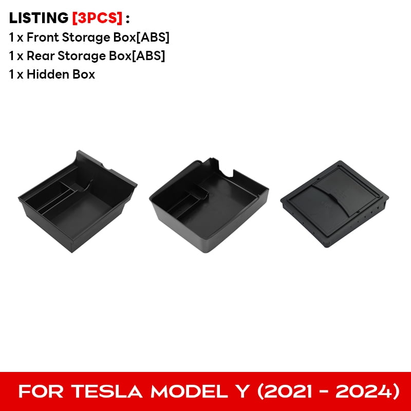For Tesla Model Y 2024 Hidden Storage Box Car Center Console Armrest ...