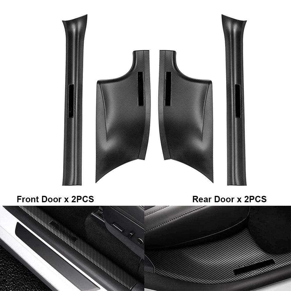 For Tesla Model Y&Model 3 Door Sill Protector Scuff Plates Matte Carbon ...